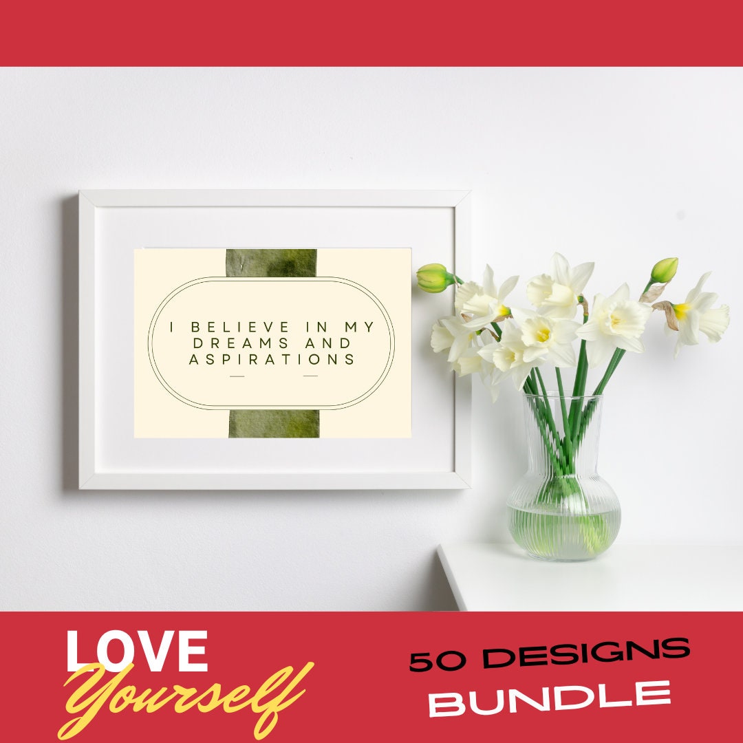 50 Self Affirmations Printable Planner Cover, Notebook Cover, Journal ...