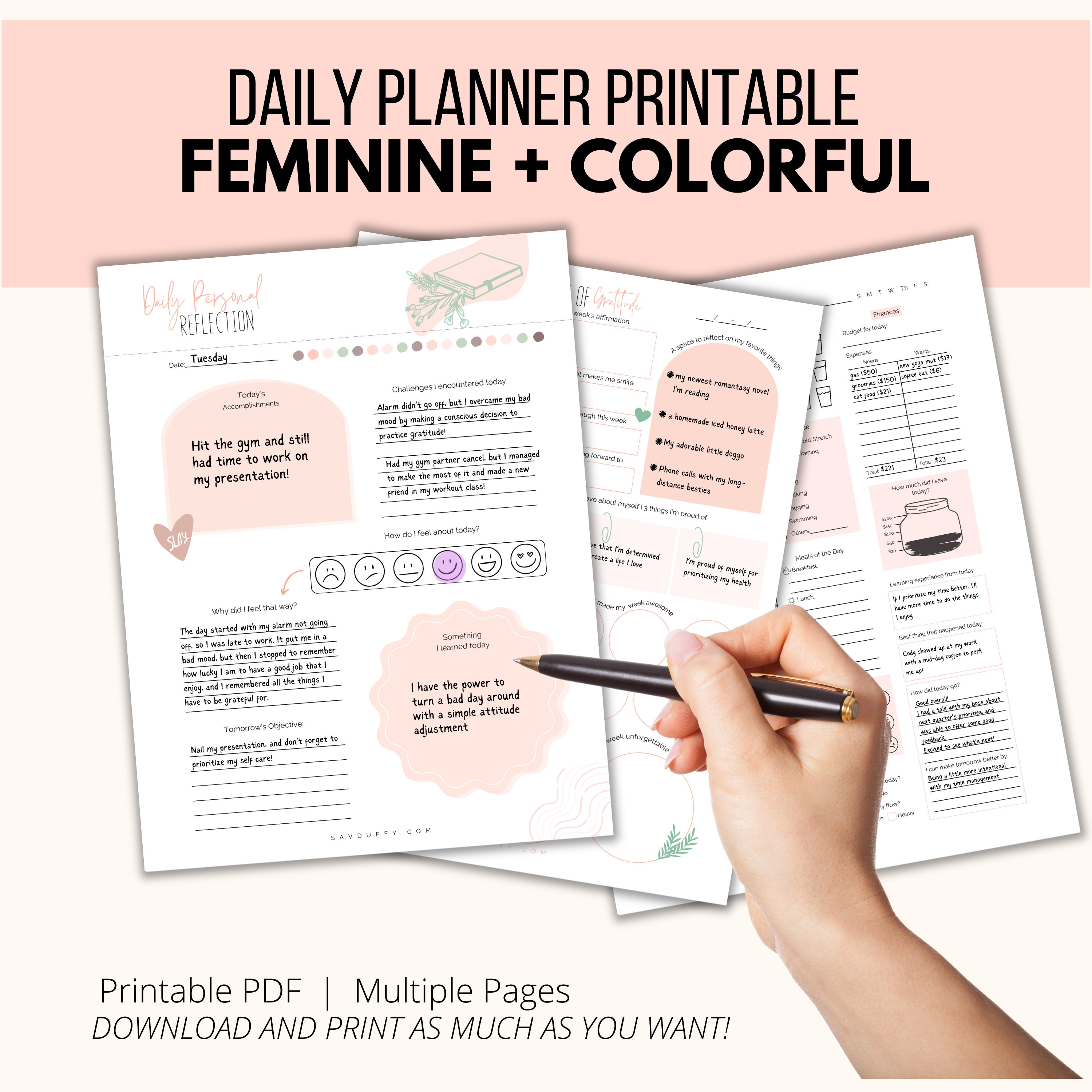 Daily Planner Printable 2024 | Personal Daily Planner, Daily Hourly ...