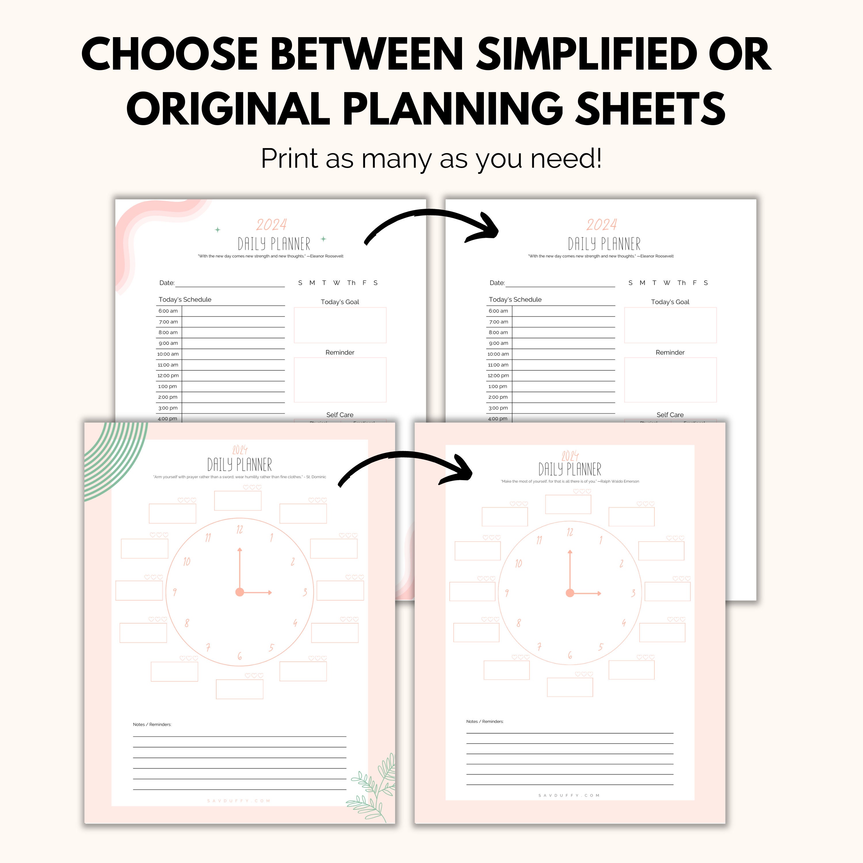 Daily Planner Printable 2024 | Personal Daily Planner, Daily Hourly ...
