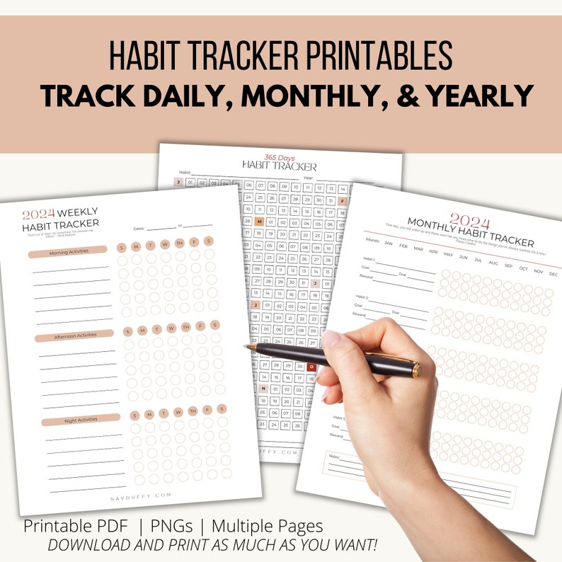 Habit Tracker Printable Bundle | Daily Habits | Weekly Habit Tracker ...