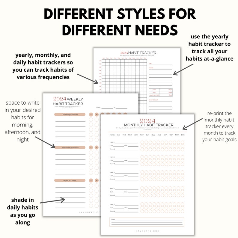 Habit Tracker Printable Bundle | Daily Habits | Weekly Habit Tracker ...