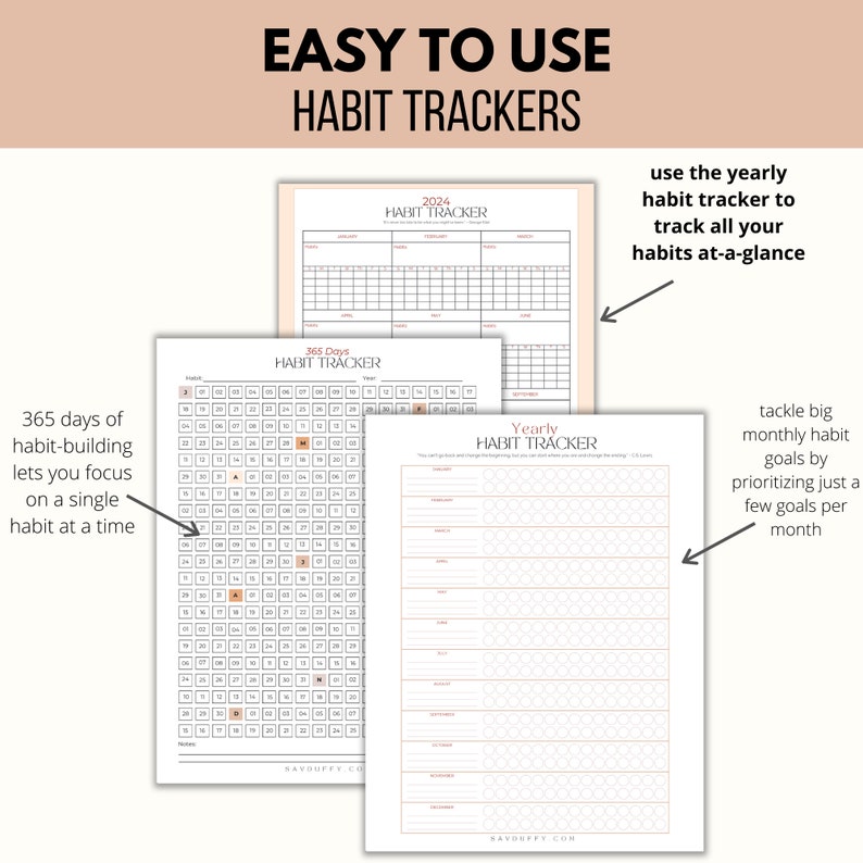 Habit Tracker Printable Bundle | Daily Habits | Weekly Habit Tracker ...