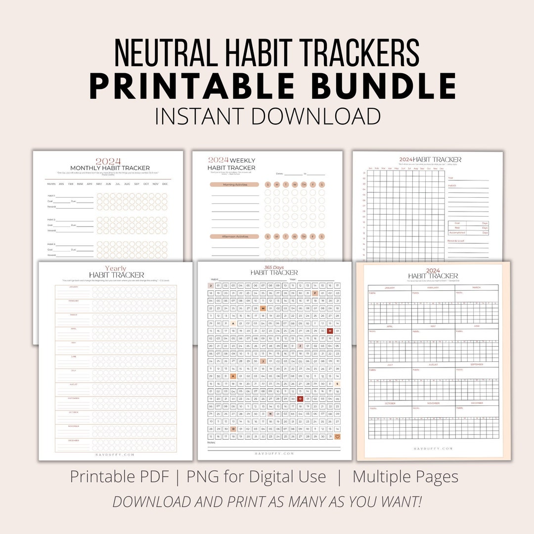 Habit Tracker Printable Bundle | Daily Habits | Weekly Habit Tracker ...