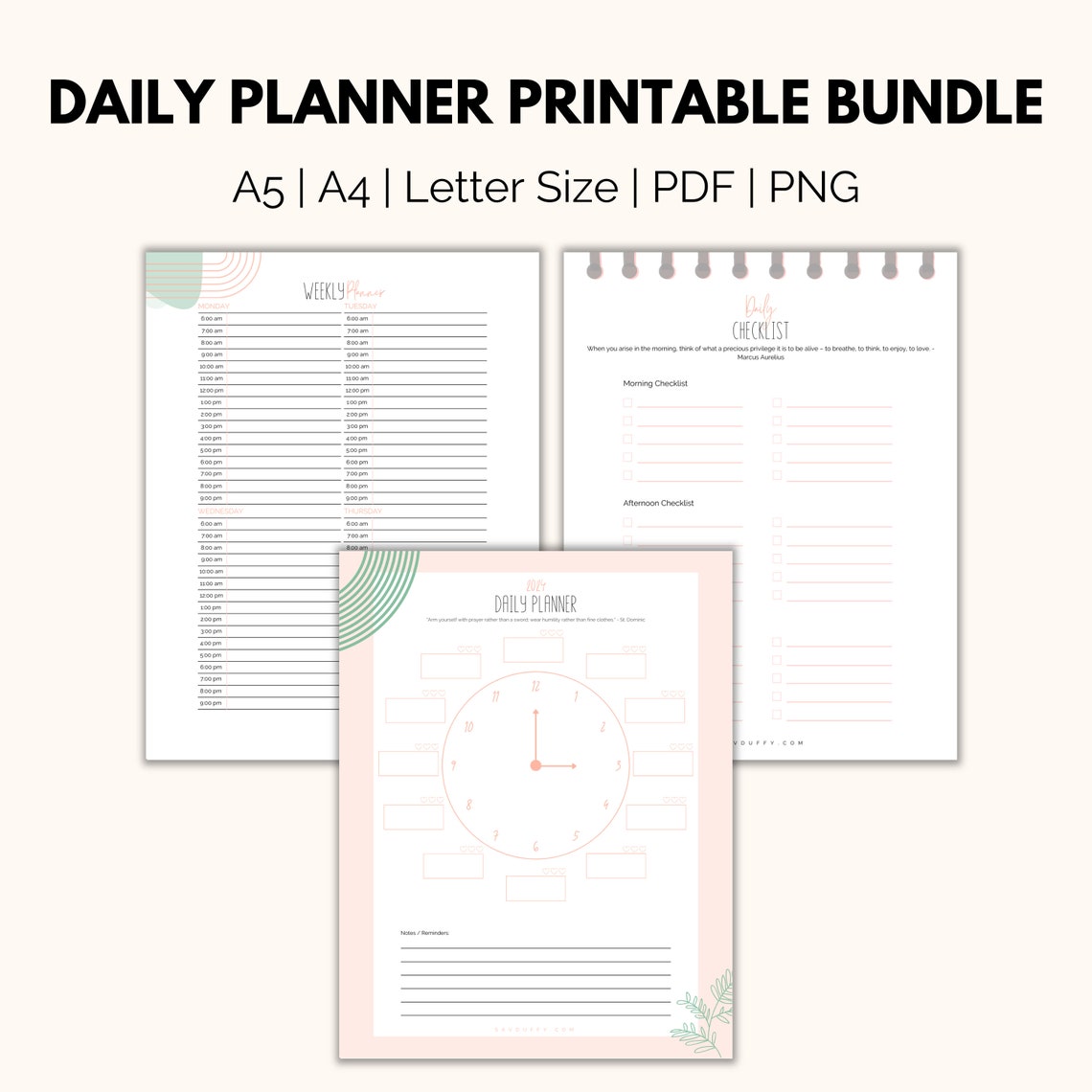 Daily Planner Printable 2024 | Personal Daily Planner, Daily Hourly ...