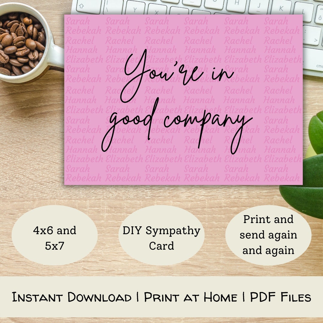 Good Company Printable Card - Print at Home Card for Infertility PDF ...