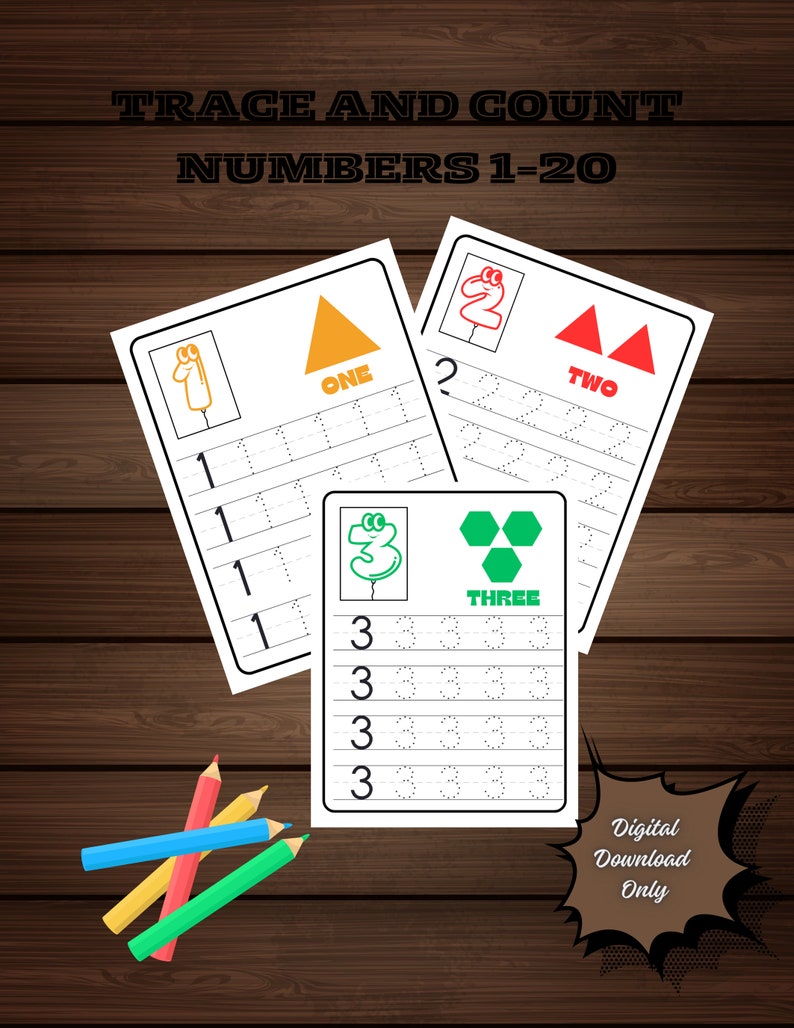 Numbers Tracing and Counting 1-10 Kindergarten Preschool Worksheet ...