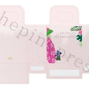 Editable Lilo and Stitch Birthday Themed Gable Box Template, Party Loot ...