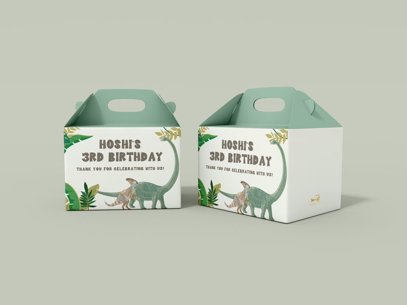 Editable Dinosaur Birthday Themed Gable Box Template, Party Loot Bag ...