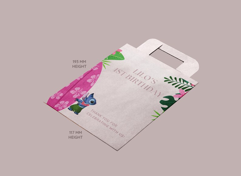 Editable Lilo and Stitch Birthday Themed Gable Box Template, Party Loot ...