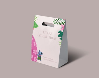 Editable Lilo and Stitch Birthday Themed Gable Box Template, Party Loot ...