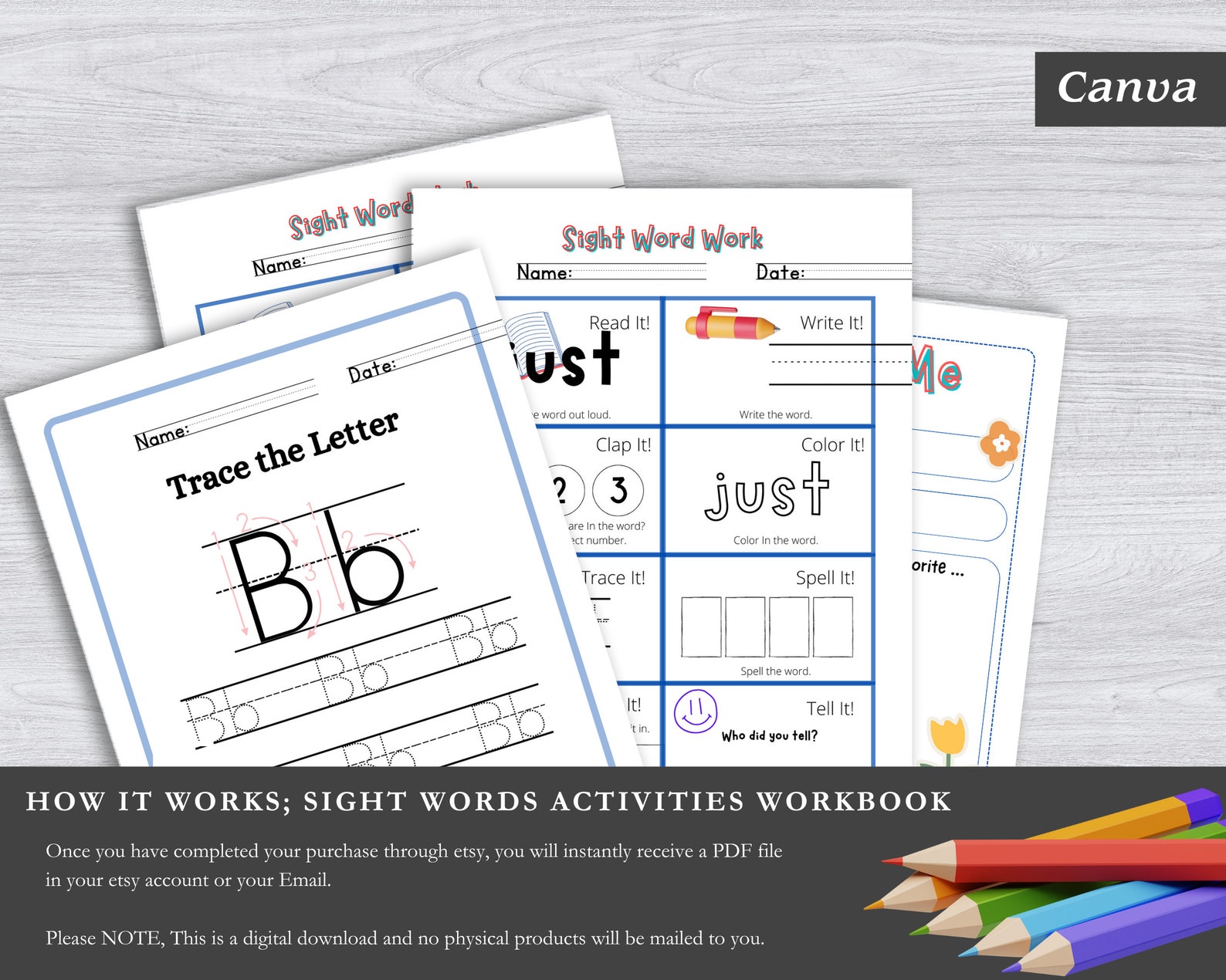Sight Word Activities Workbook for Kids, Kindergarten Learning Book ...