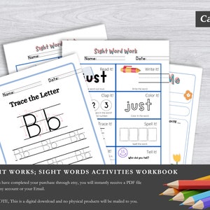 Sight Word Activities Workbook for Kids, Kindergarten Learning Book ...