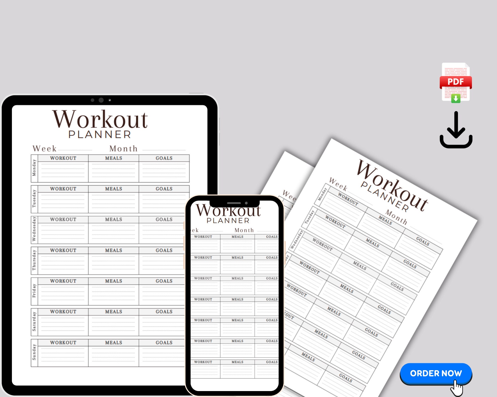 Printable Workout Planner, Fitness Planner, Weight Loss Tracker ...