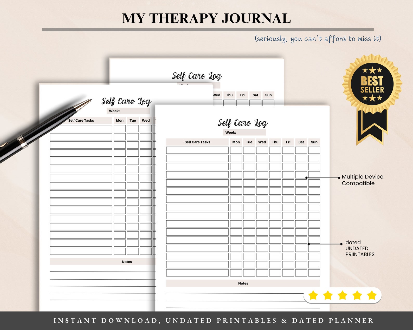 Therapy Journal | Therapy Worksheet | Printable & Editable | Instant ...