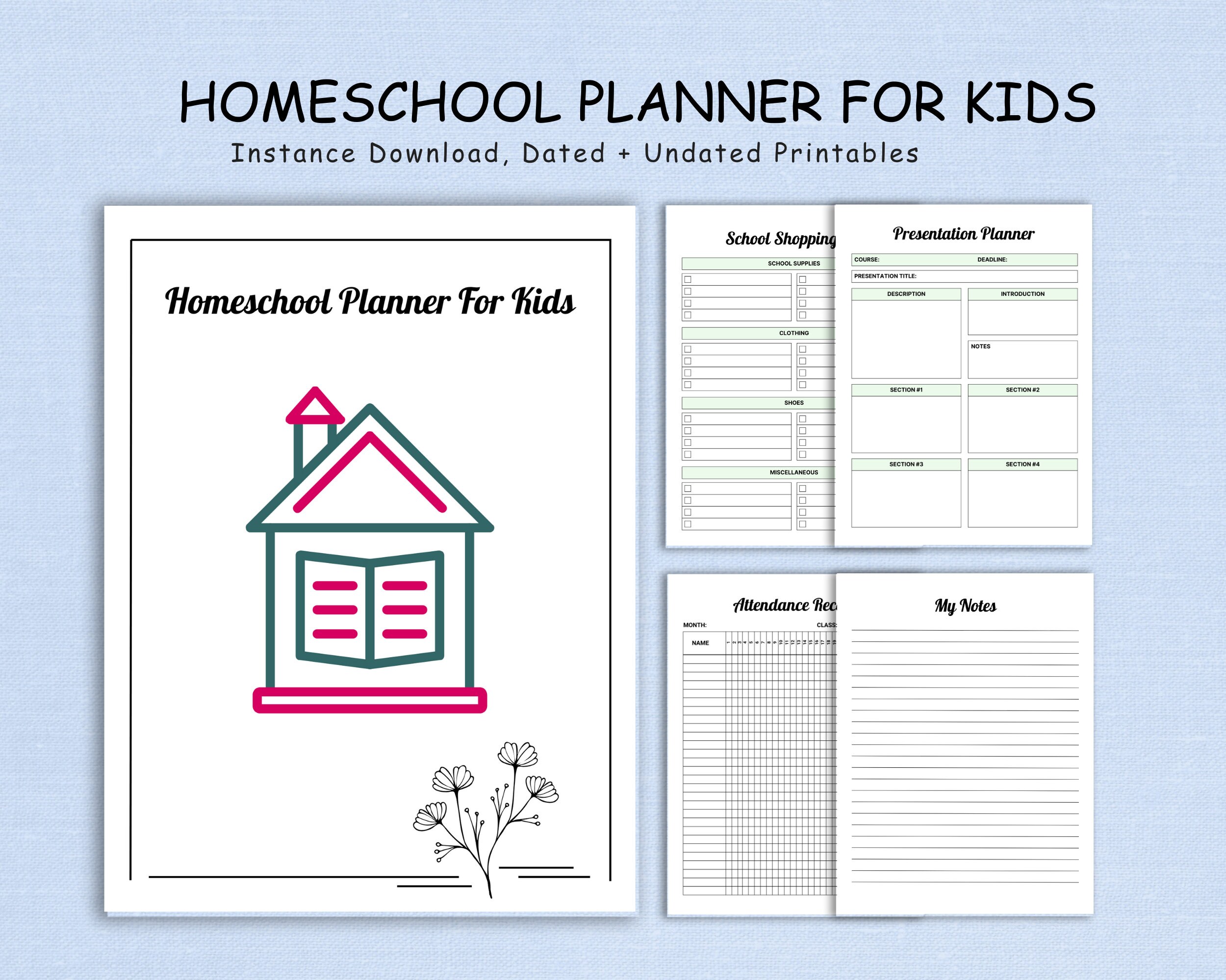 Homeschool Planner Kids Daily Schedule Organizer, Student Planner ...