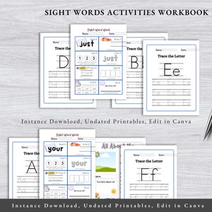 Sight Word Activities Workbook for Kids, Kindergarten Learning Book ...