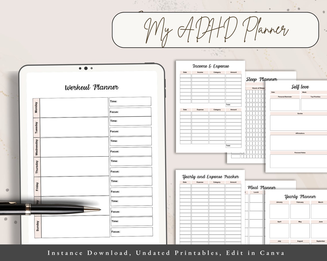 Adhd Journal, Adhd Planner Printable, ADHD Productivity Journal, Adhd ...
