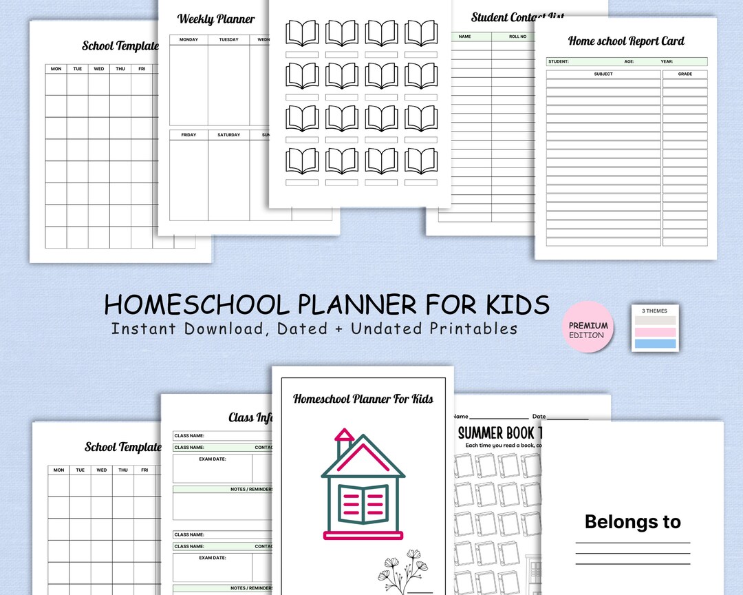 Homeschool Planner Kids Daily Schedule Organizer, Student Planner ...