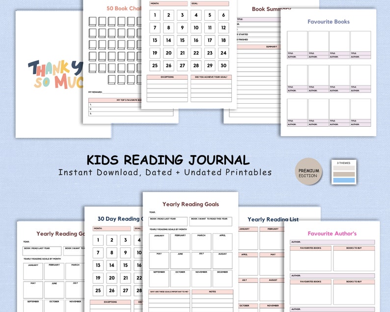 Kids Reading Journal, Children's Reading Log, Book Tracker, School ...