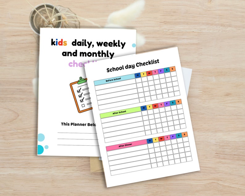 2024 Daily, Weekly and Monthly Checklist for Kids Kids Digital Planner ...