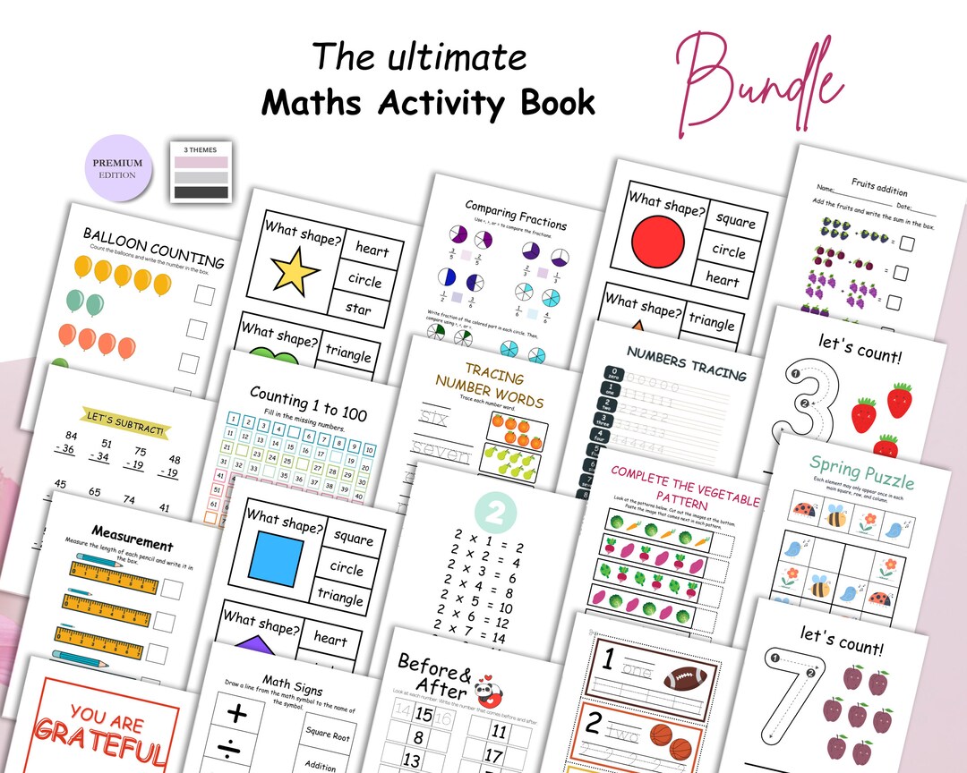 Interactive Math Activity Workbook for Children, Educational Learning ...