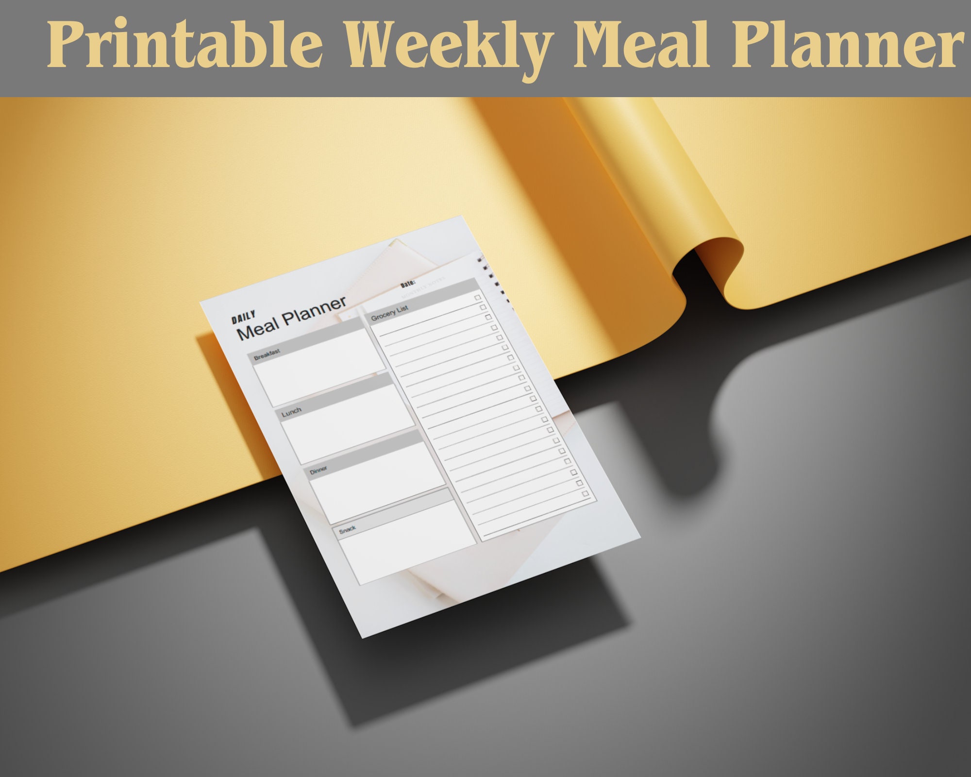 Printable Minimalist Meal Planner Template, Food Planner, Grocery ...