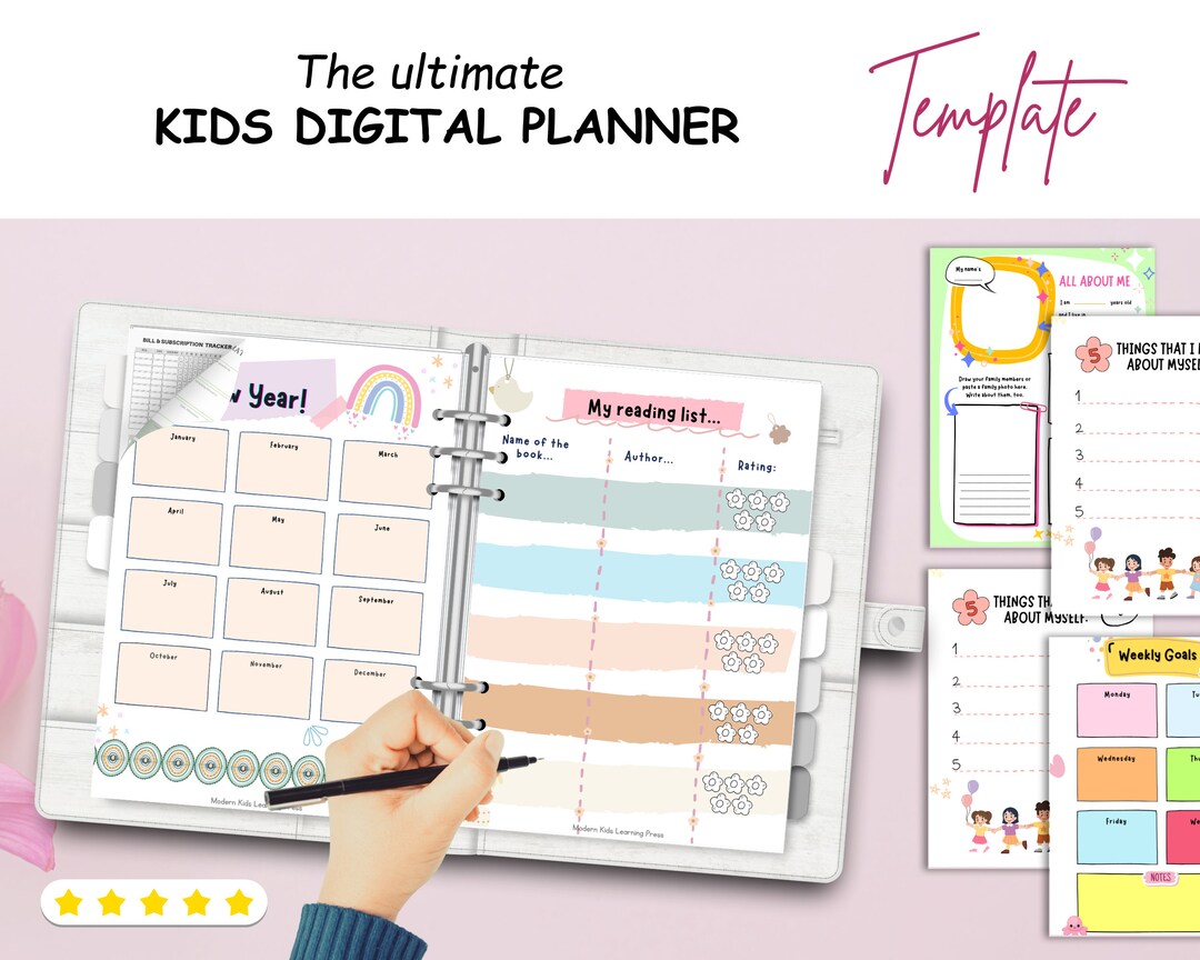 Kids Digital Planner Template Set, Student Planner, Homeschool Planner ...