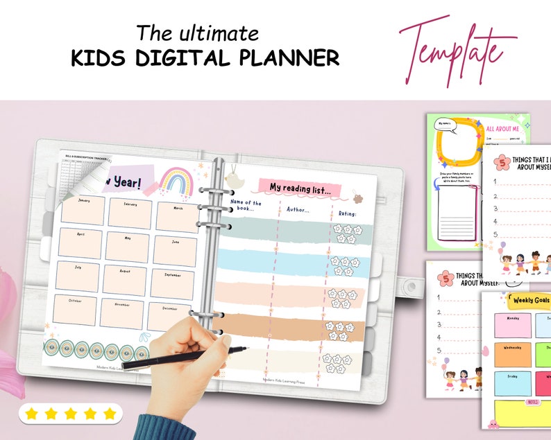Kids Digital Planner Template Set, Student Planner, Homeschool Planner ...