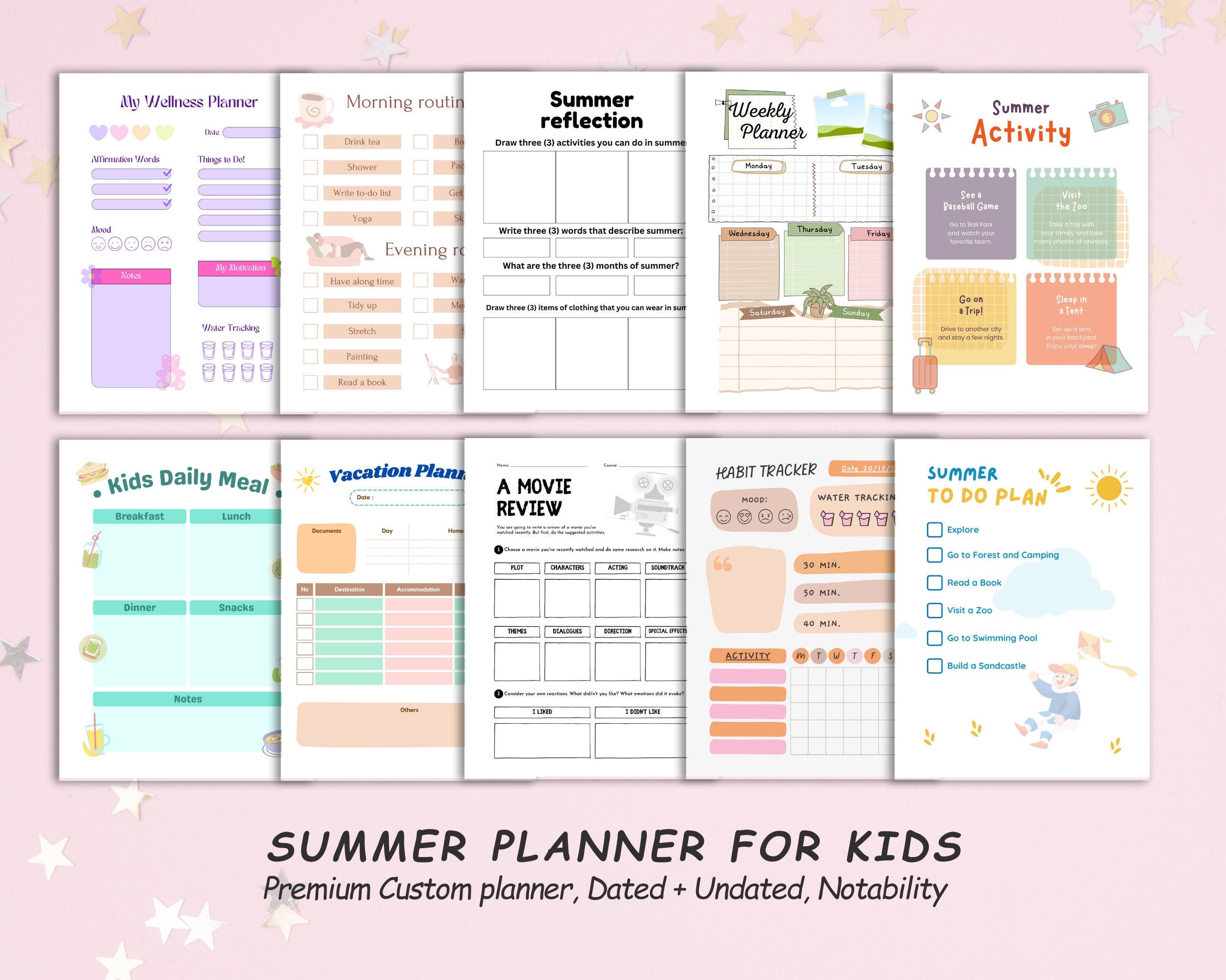 Summer Planner for Kids, Children's Weekly Schedule, School Break ...