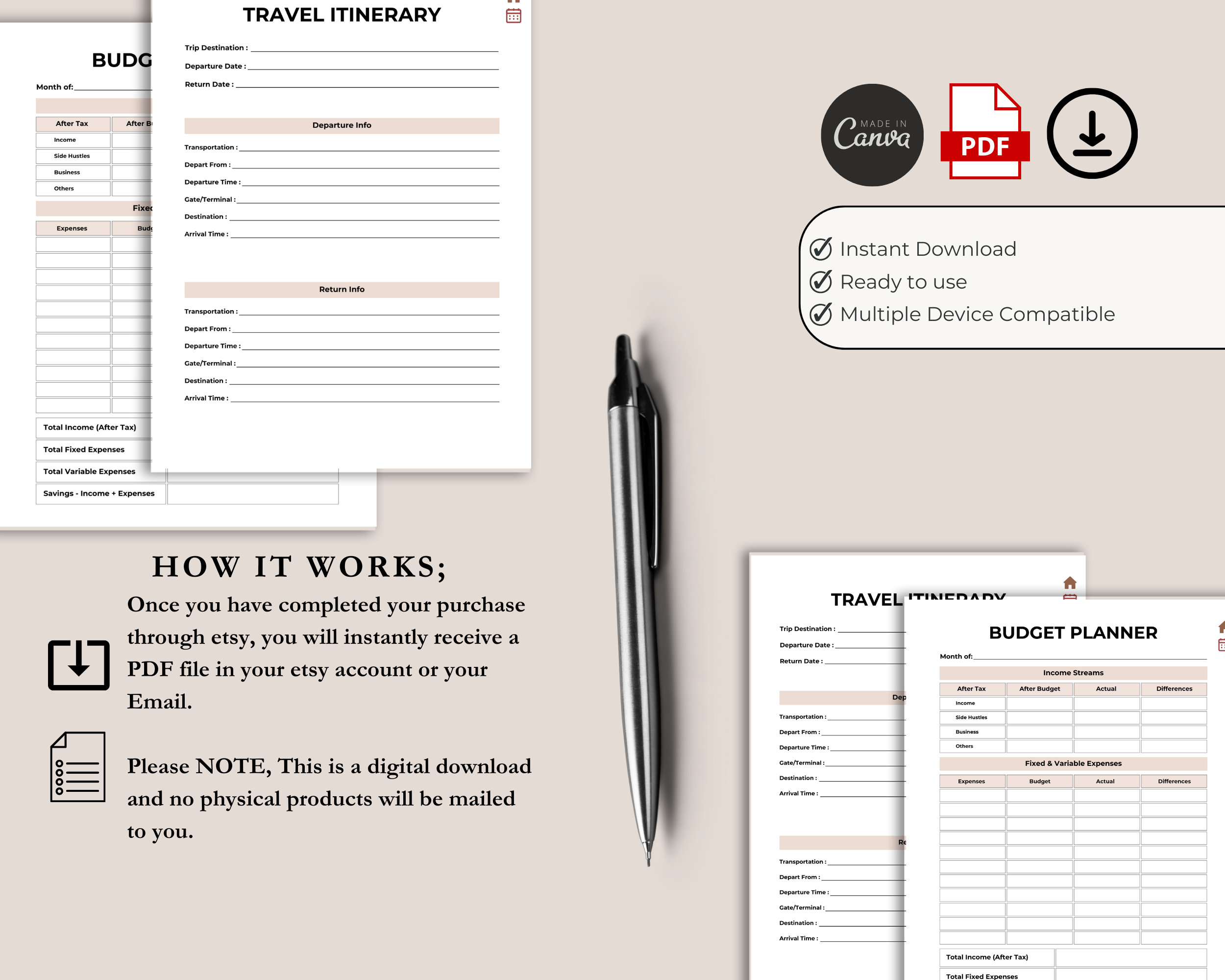 Printable Travel Planner Template, Trip Itinerary Planner, Travel ...