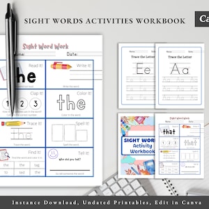 Sight Word Activities Workbook for Kids, Kindergarten Learning Book ...