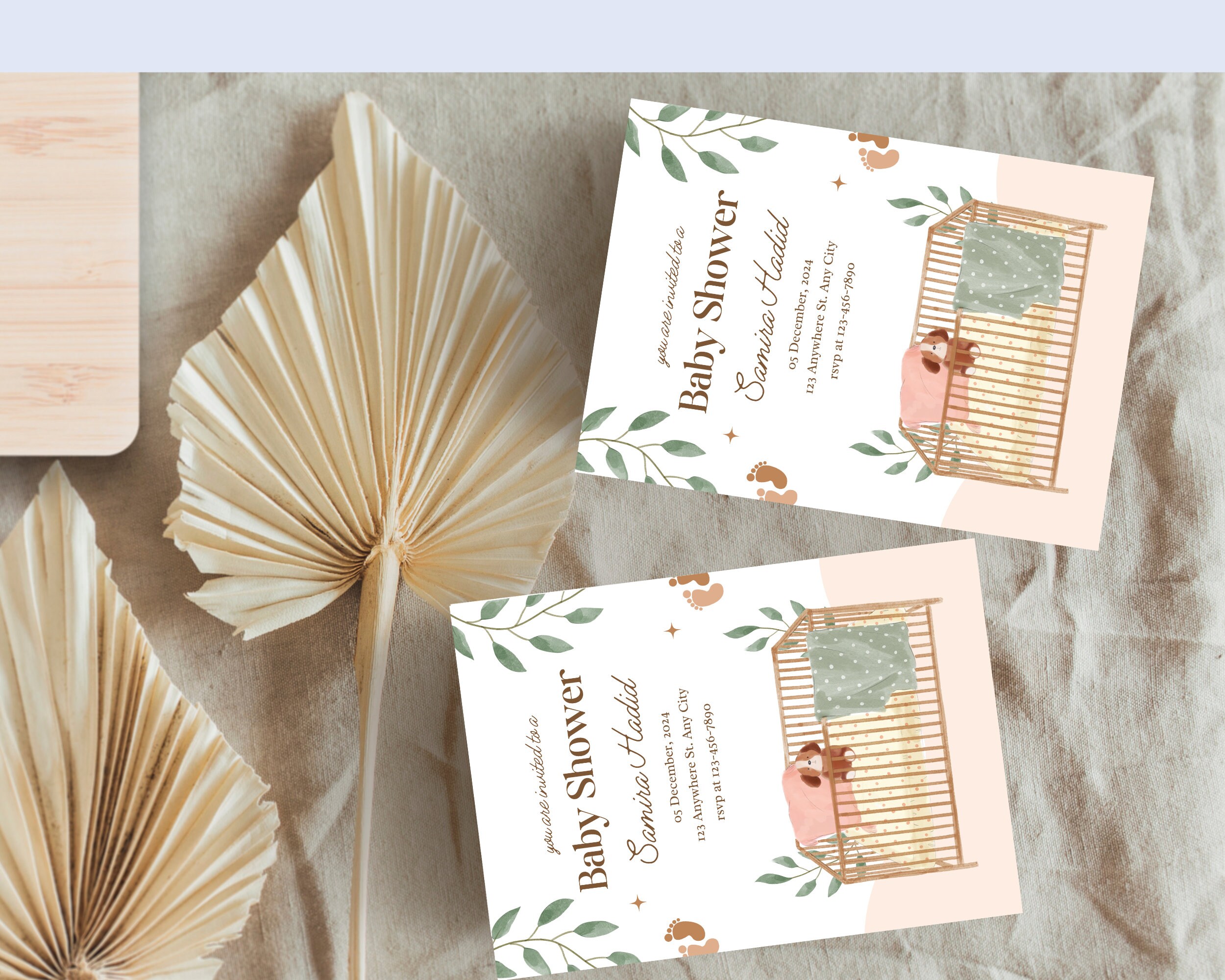 Brown and White Floral Baby Shower Invitation, Baby Shower Decorations ...