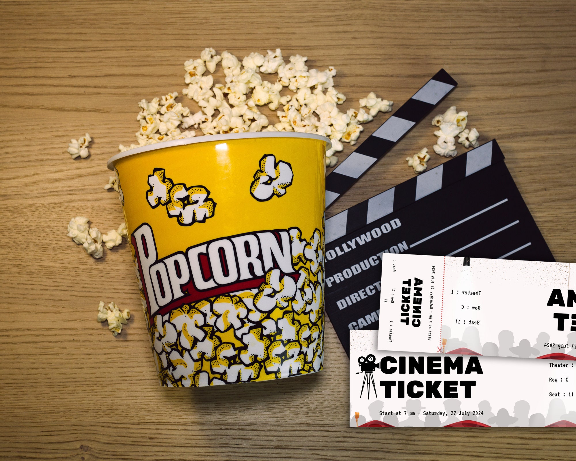 Printable Illustration Cinema Ticket Template, Movie Ticket, Custom ...