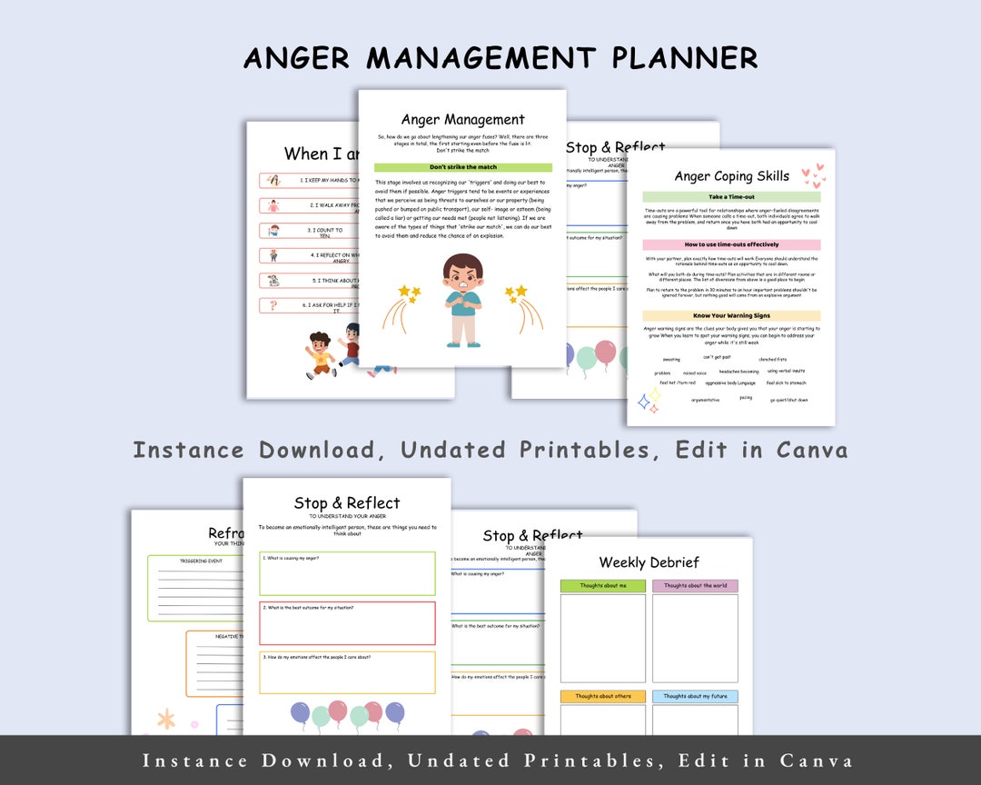 Anger Management for Kids Workbook, Self Control Strategies, Therapy ...