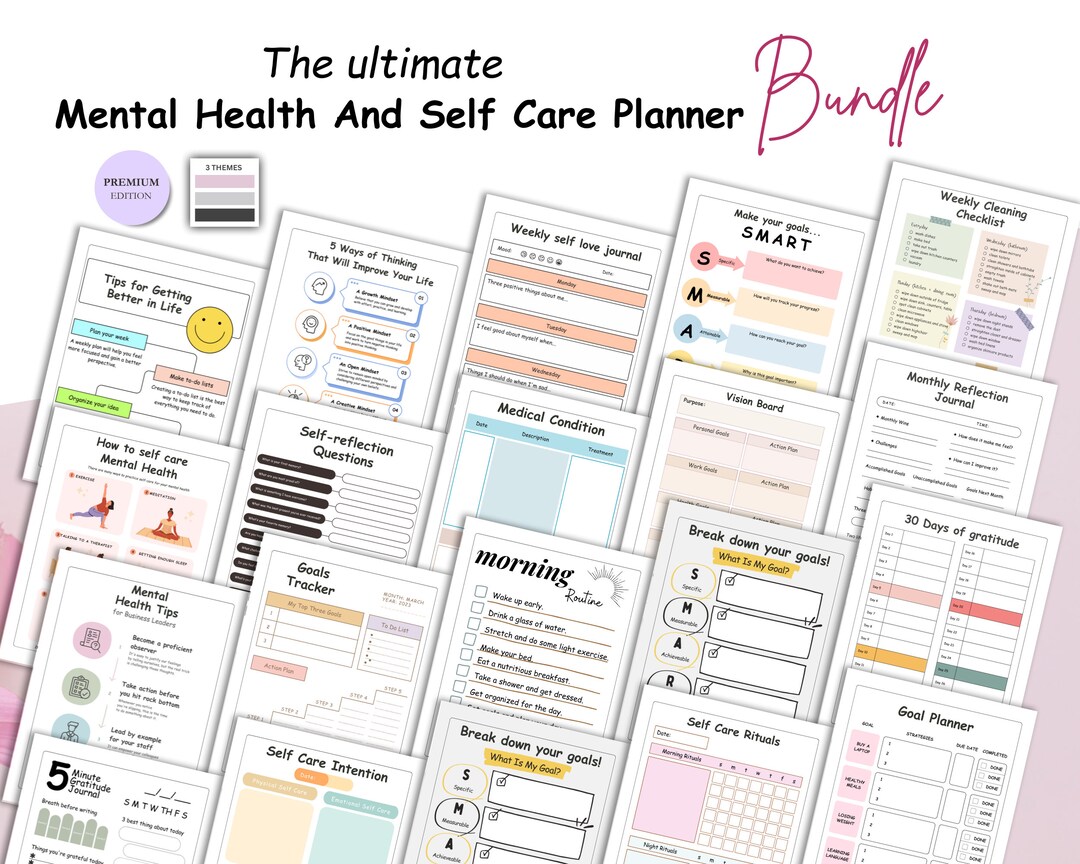 Mental Health Self Care Planner Organizer, Daily Journal, Wellness ...