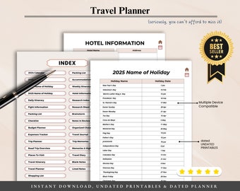 Printable Travel Planner Template Family Vacation Planner Trip ...