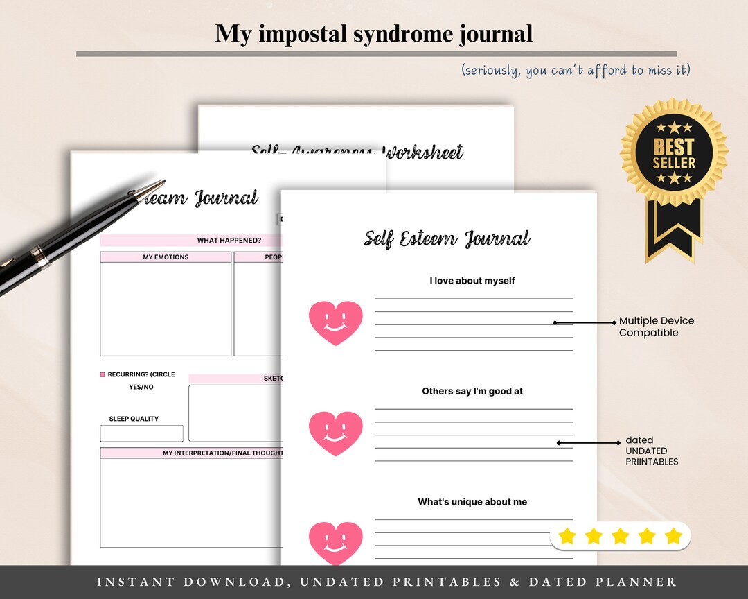 Imposter Syndrome Worksheets, Self Sabotage Workbook, Inner Critic ...
