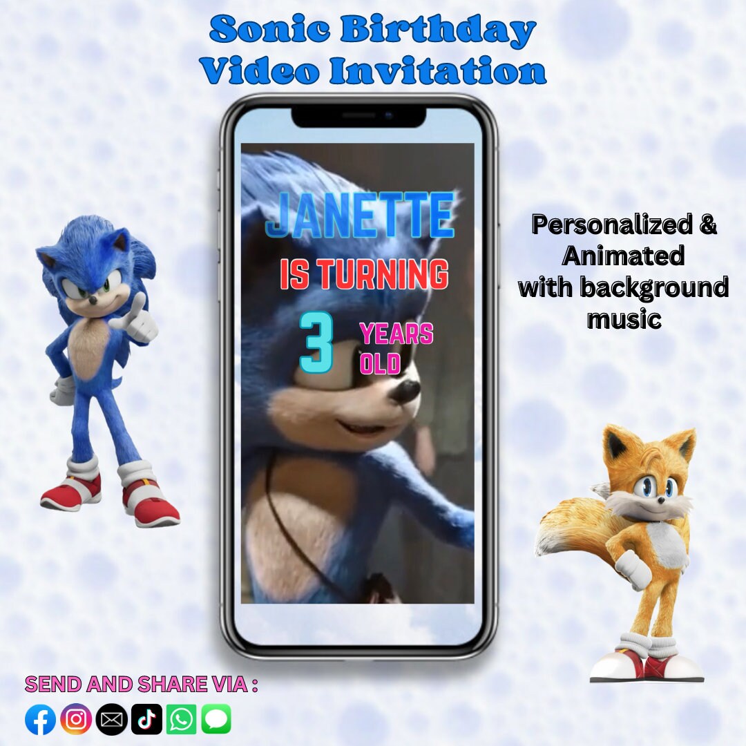 Sonic Digital Birthday Invitation, Sonic the Hedgehog Invitation, Sonic ...