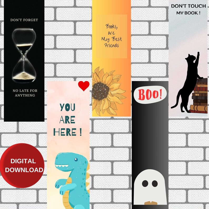 Digital Bookmarks, Printable Bookmarks Template, Bookmark, Printable ...