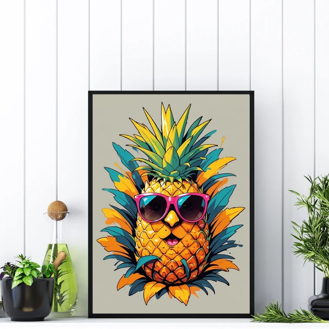 Printable Pineapple, Tropical Print, Pineapple Decor, Pineapple With ...