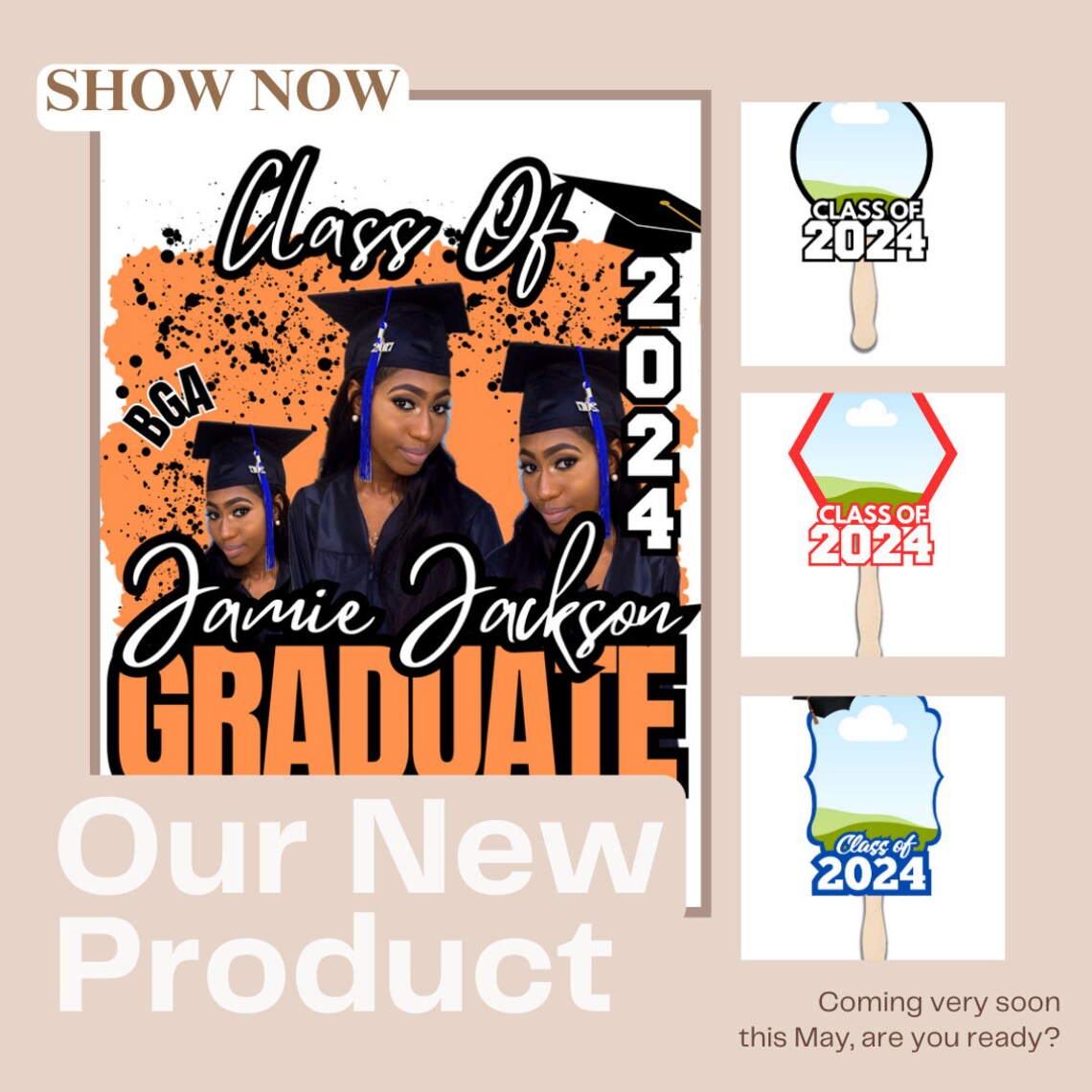 Grad Paddle Fan Template Bundle,canva Editable Template, Custom Grad ...