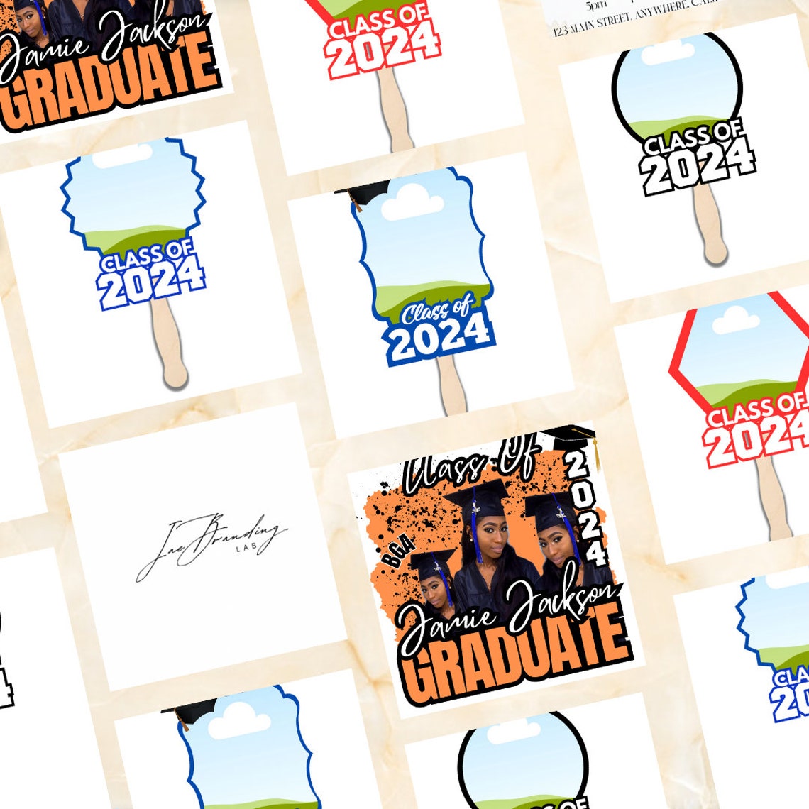 Grad Paddle Fan Template Bundle,canva Editable Template, Custom Grad ...