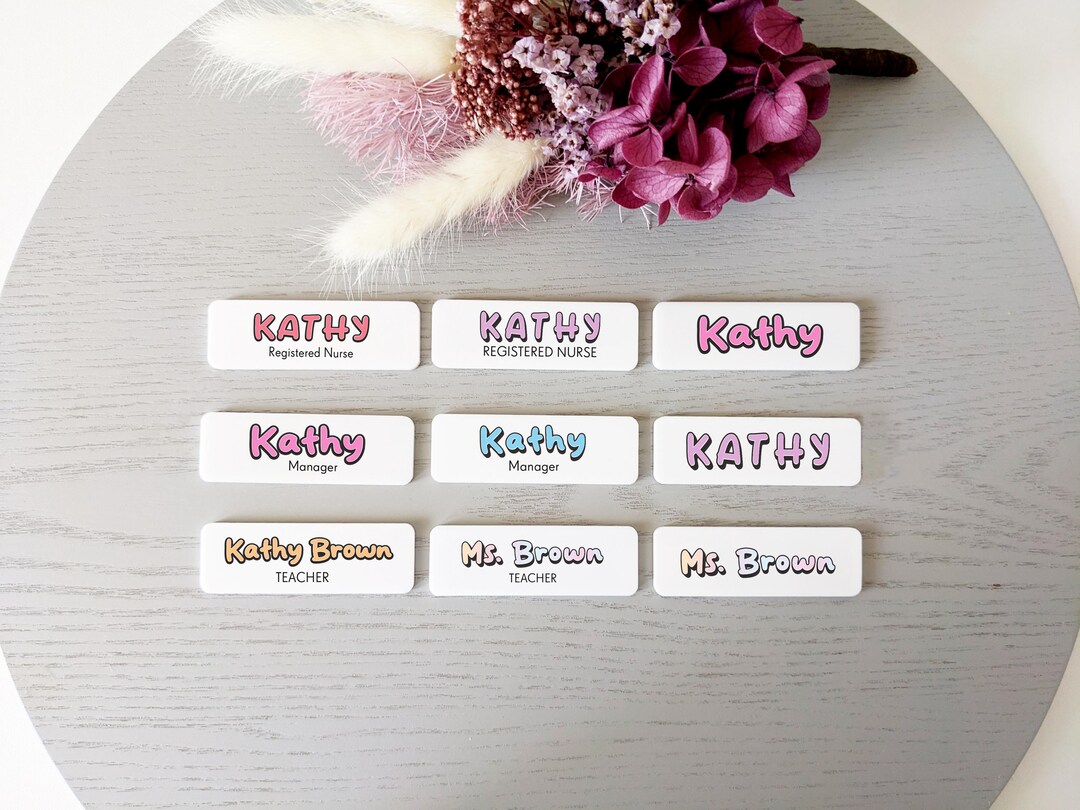 Custom Professional Business Name Badge Minimalist White Acrylic Shop ...