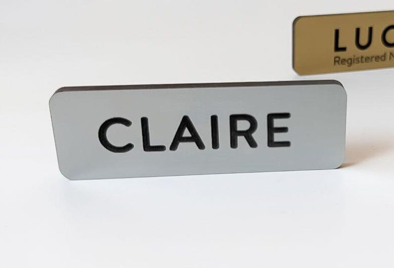 Custom Engraved Acrylic Name Badge, Silver or Gold Colours, Company ...