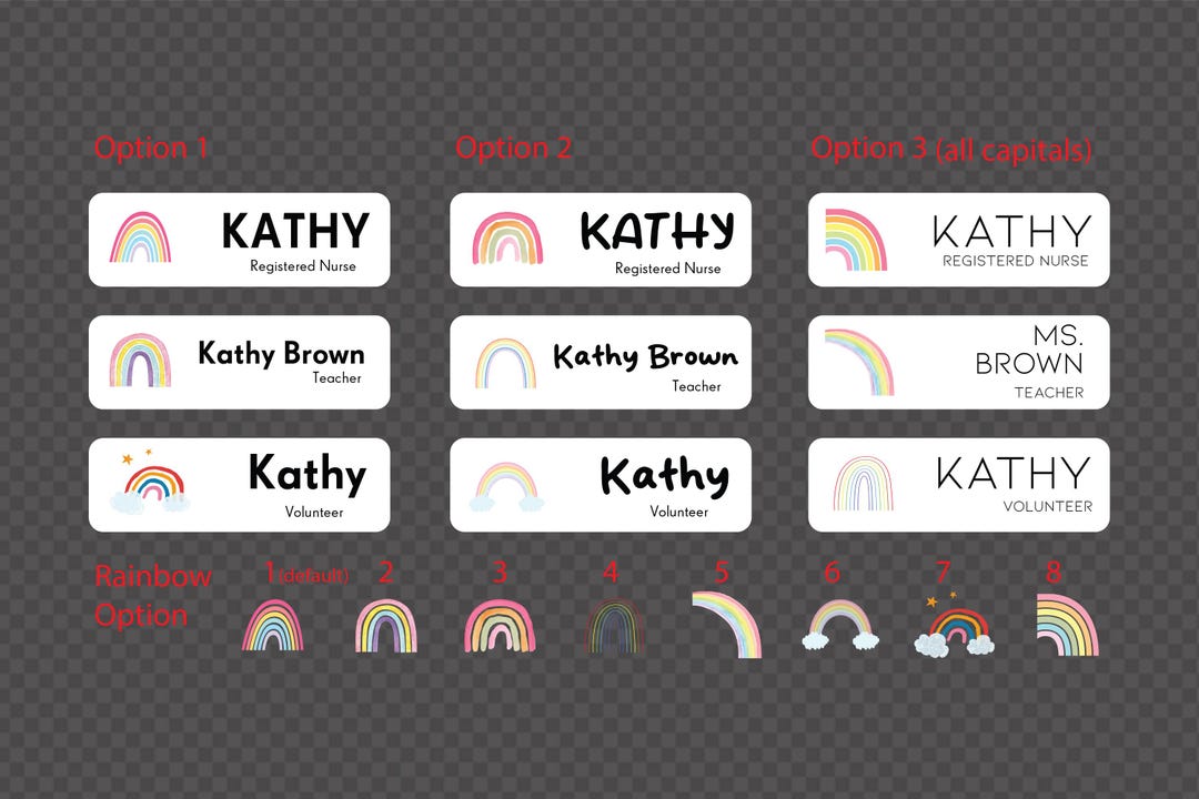 Rainbow Name Badge: Custom Acrylic ID for Staff, Volunteer, Teacher - Etsy