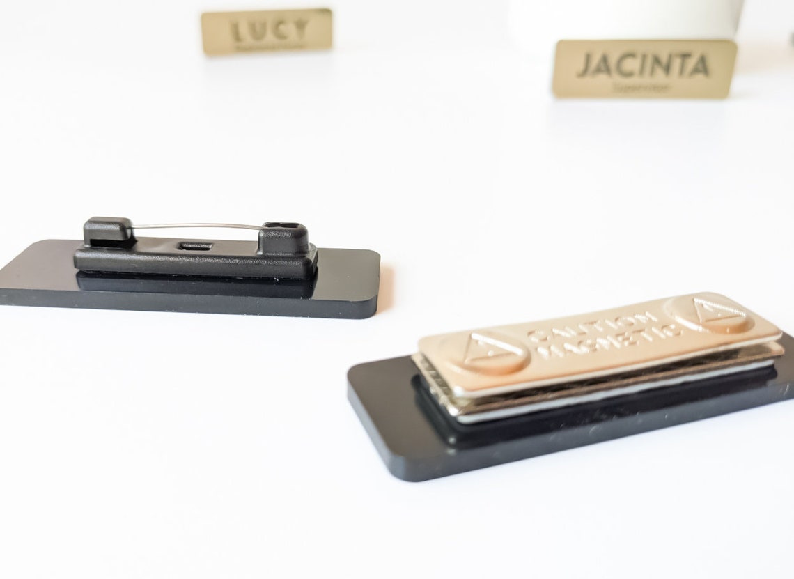Custom Engraved Acrylic Name Badge: Business Staff ID, Pin or Magnetic ...