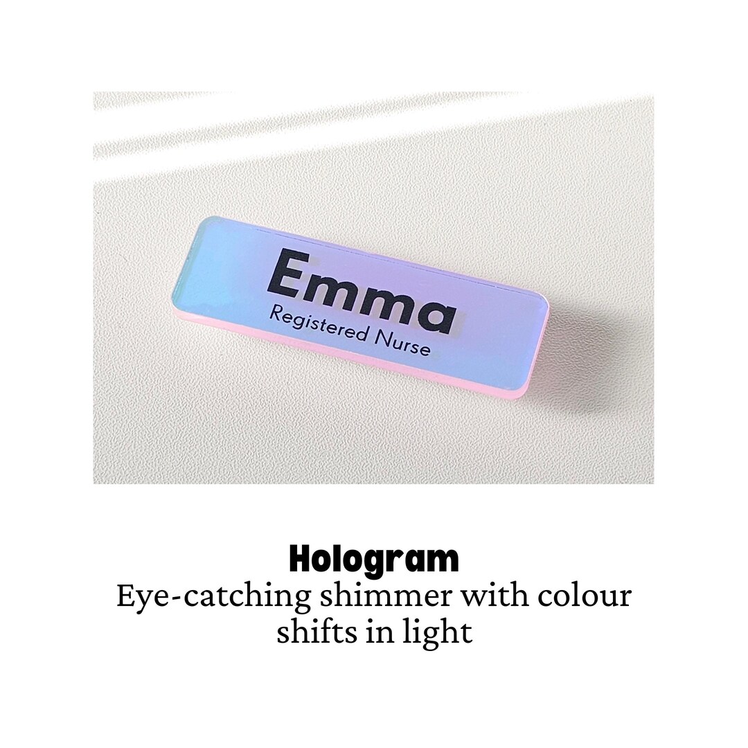Custom Holographic Fancy Name Badge – Minimalist Colour Shift, Unique ...
