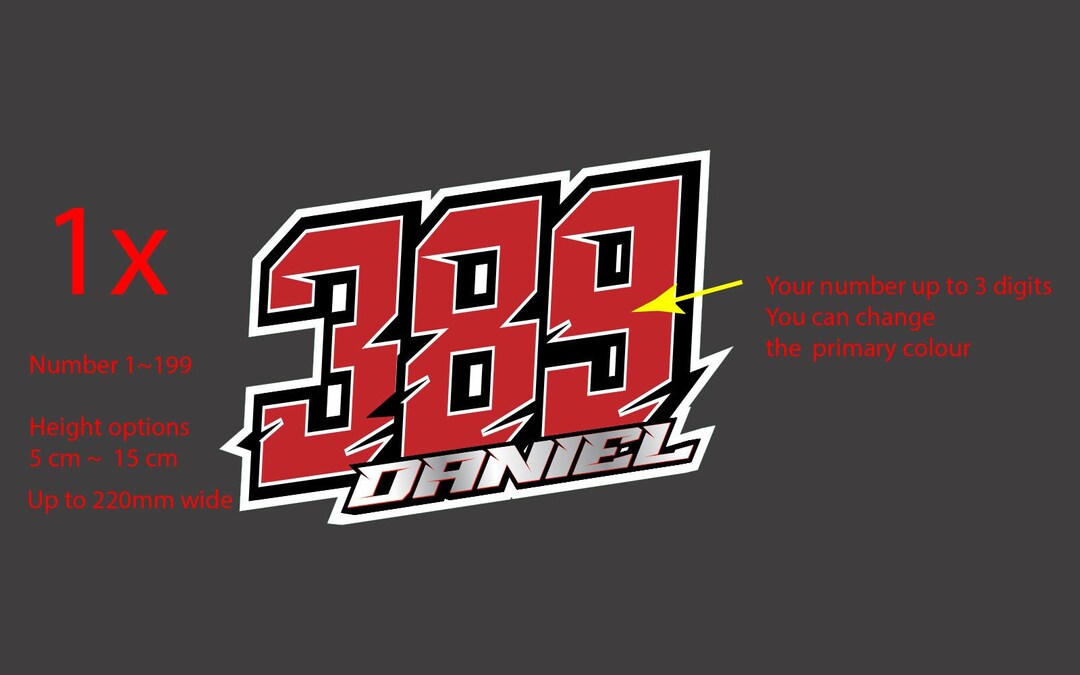 Custom Racing Number Decal: Personalized Vinyl Sticker, Motocross Dirt ...