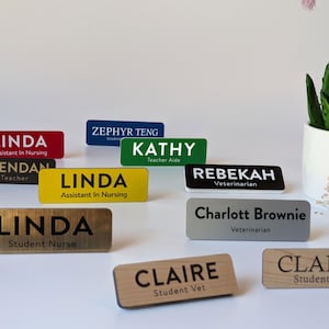 Custom Engraved Acrylic Name Badge, Silver or Gold Colours, Company ...