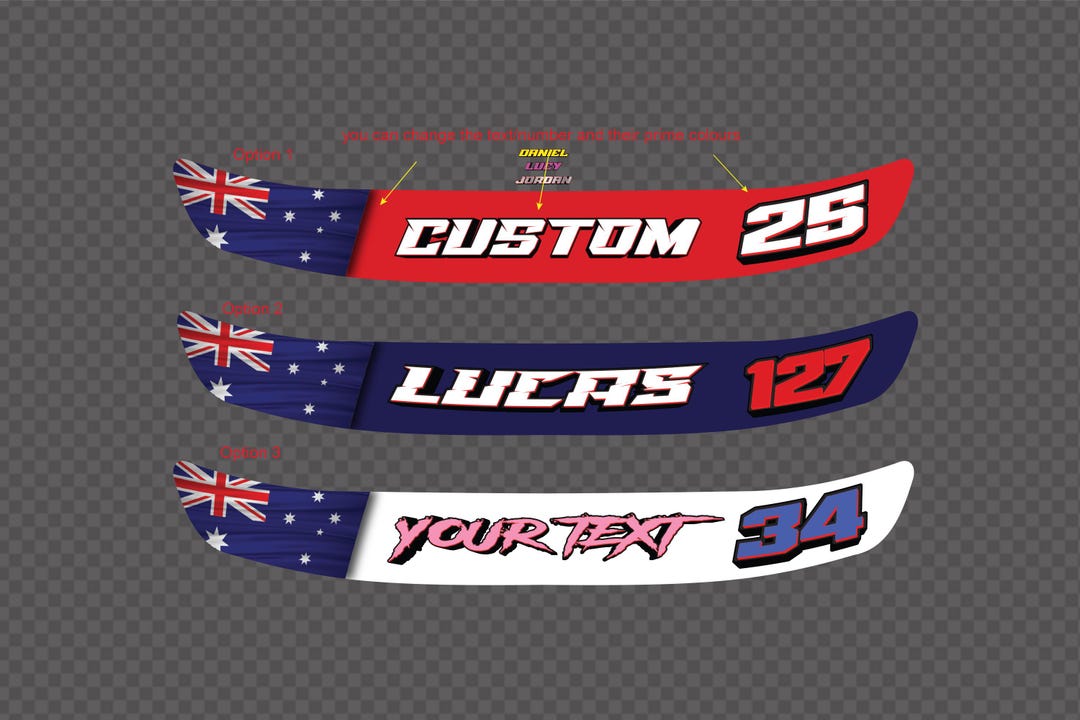 Custom Australian Flag Helmet Visor Decal: Racing Name & Number (300mm ...